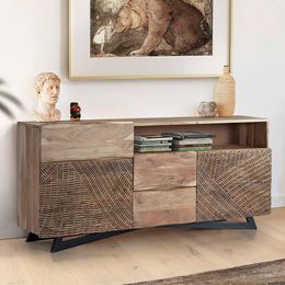 Pharao24.de Sideboard Holzkommode aus Akazie Massivholz 160 cm breit
