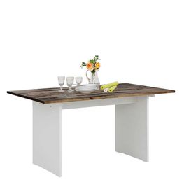 Pharao24.de Tisch Esszimmer & K&uuml;che in Kiefer dunkel und Wei&szlig; Landhausstil