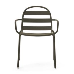 Pharao24.de Metall Stuhl Set Aluminium Garten in Graugr&uuml;n pulverbeschichtet (4er Set)