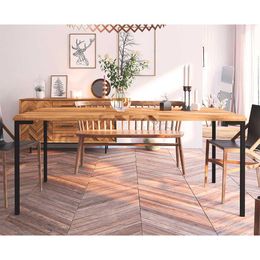 Pharao24.de Hochwertiger Esstisch aus Wildeiche Massivholz und Stahl Skandi Design