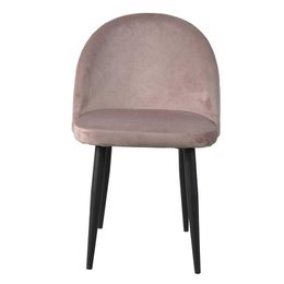 Pharao24.de Design Esszimmerst&uuml;hle in Altrosa Samt Metallgestell (2er Set)