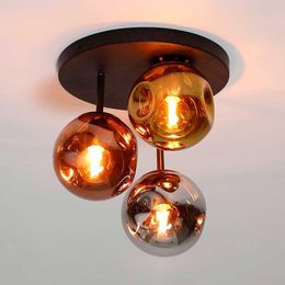Pharao24.de Deckenlampe aus Glas und Metall Retrostil