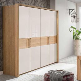 Pharao24.de Dreht&uuml;rschrank in Beige Glas beschichtet Eiche