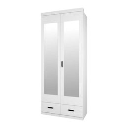 Pharao24.de Spiegelt&uuml;ren Kleiderschrank in Wei&szlig; Pinie furniert