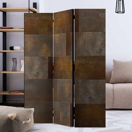 Pharao24.de Spanische Wand in Dunkelbraun und Goldfarben Holzrahmen