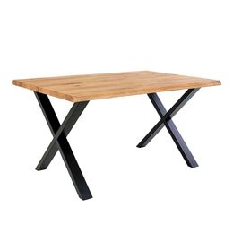 Pharao24.de Esstisch aus Eiche Massivholz und Stahl 140 cm breit