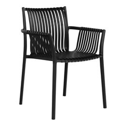 Pharao24.de Outdoor St&uuml;hle Stapelstuhl in Schwarz aus Kunststoff (4er Set)