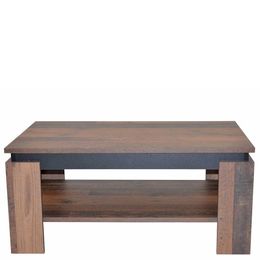 Pharao24.de Wohnzimmer Tisch in Holz Antik Optik und Schwarz Ablage