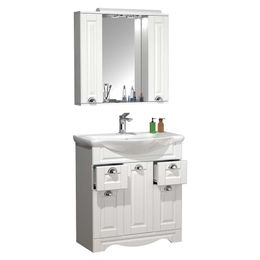 Pharao24.de Badezimmerm&ouml;bel Set weiss im Landhausstil 75 cm breit (zweiteilig)
