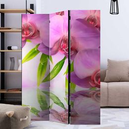 Pharao24.de Tennwand Paravent in Pink und Gr&uuml;n Orchideen Motiv