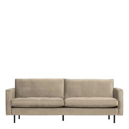 Pharao24.de Samt Wohnzimmer Couch in hellem Khaki Fu&szlig;gestell aus Metall