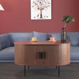 Pharao24.de Salontisch Couchtisch in ovaler Form mit zwei T&uuml;ren