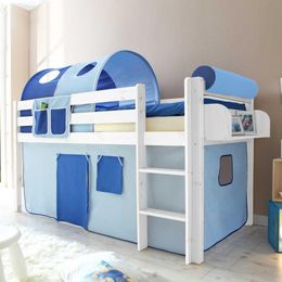 Pharao24.de Kinderhochbett mit Tunnel in Blau halbhoch