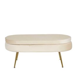 Pharao24.de Ovaler Couchhocker in Beige Goldfarben