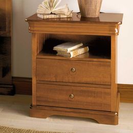 Pharao24.de Nachttischschrank 61 cm hoch in Nussbaumfarben klassischen Stil