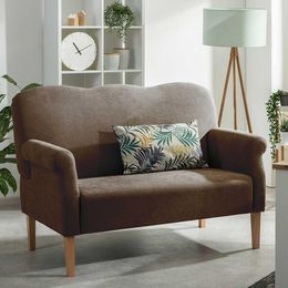 Pharao24.de K&uuml;chensofa braun im Landhausstil Bezug aus Flachgewebe
