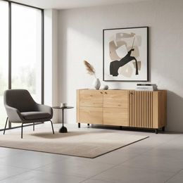 Pharao24.de Wildeiche Sideboard ge&ouml;lt im Skandi Design Massivholzt&uuml;ren