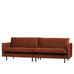Pharao24.de 3er Sofa in Rostfarben Samt Retro Style