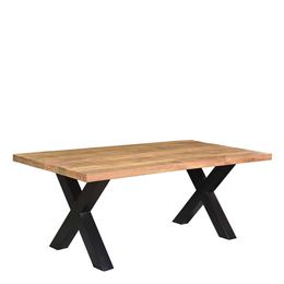 Pharao24.de Esszimmertisch aus Mangobaum Massivholz und Metall Loft Design