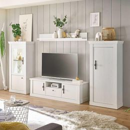 Pharao24.de Wohnzimmerwohnwand TV Wohnwand im Skandi Design mit Metallgriffen (vierteilig)