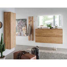 Pharao24.de Garderobenset Flur aus Asteiche Massivholz die Wandmontage (f&uuml;nfteilig)