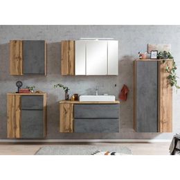 Pharao24.de Modernes Badm&ouml;bel Set mit Waschbecken Spiegelschrank (f&uuml;nfteilig)
