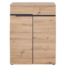 Pharao24.de Schuhschrank in Wildeiche Optik und Dunkelgrau 80 cm breit