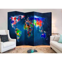 Pharao24.de Spanische Wand mit buntem Weltkarten Motiv 5 teilig
