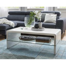 Pharao24.de Sofa Tisch wei&szlig; modern 110 cm breit Hochglanz