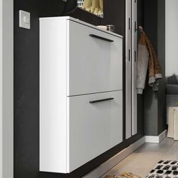 Pharao24.de Garderobenschuhschrank in Wei&szlig; melaminbeschichtet Metallgriffen