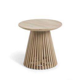 Pharao24.de Beistelltisch aus Teak Massivholz runde Tischform