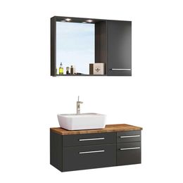 Pharao24.de Design Badezimmer Set in dunkel Grau und Wildeiche Dekor Made in Germany (dreiteilig)