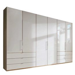 Pharao24.de Faltt&uuml;renschrank in Beige und Eiche Bianco sechs Schubladen