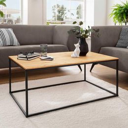 Pharao24.de Minimalistischer Couchtisch aus Wildeiche Massivholz Metall