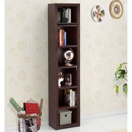 Pharao24.de Buecherregal in Wengefarben Kiefer Massivholz und MDF
