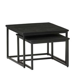 Pharao24.de Couchtisch Set Schwarz im Industry und Loft Stil B&uuml;gelgestell (zweiteilig)