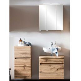 Pharao24.de Badm&ouml;bel-Set made in germany im Landhausstil LED Beleuchtung (dreiteilig)