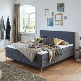 Pharao24.de Springboxbett in Anthrazit Webstoff Stauraum