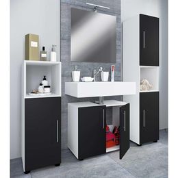Pharao24.de Badm&ouml;belset modernes Design in Wei&szlig; Schwarz (vierteilig)