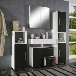 Pharao24.de Badezimmerset schwarz weiss in modernem Design 160 cm hoch (vierteilig)