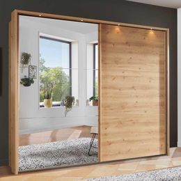 Pharao24.de Schwebet&uuml;renkleiderschrank in Eiche Bianco Made in Germany aus Spanplatte 250x217x67 cm Pharao24
