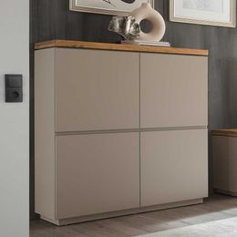 Pharao24.de Wohnzimmer Highboard modern in Taupe lackiert Akaziefarben