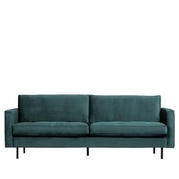 Pharao24.de Wohnzimmer Sofa in Petrol Samt Retro Design
