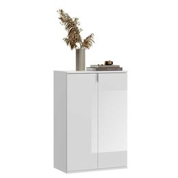 Pharao24.de Schuhschrank hochgl&auml;nzend in Wei&szlig; 61 cm breit - 34 cm tief