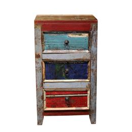 Pharao24.de Schubkastenkommode im Shabby Chic Design buntem Recyclingholz