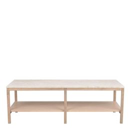 Pharao24.de Wohnzimmer Couchtisch in Eiche White Wash Marmorplatte in Beige