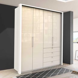 Pharao24.de Jugendzimmer Kleiderschrank in Creme Wei&szlig; Glas beschichtet Faltt&uuml;ren