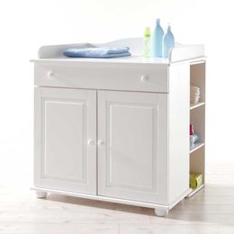Pharao24.de Baby Wickelkommode aus Kiefer Massivholz mit Anstellregal