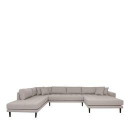 Pharao24.de U Form Couch 370 cm breit schwarzem Gestell aus Eichenholz