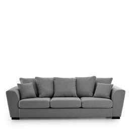 Pharao24.de Sofa 3er Grau Stoff 45 cm Sitzh&ouml;he Vierfu&szlig;gestell aus Holz